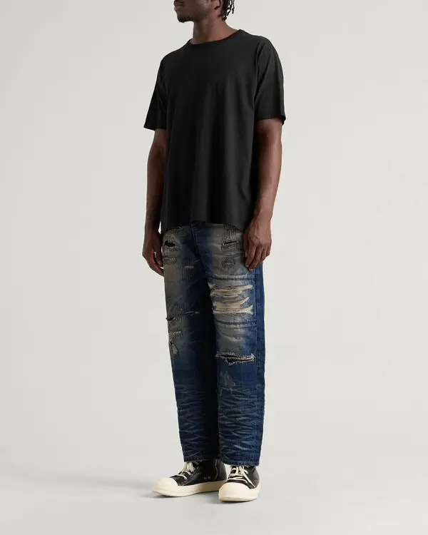 THUG CLUB Skull Stitch Ripped Denim Pants