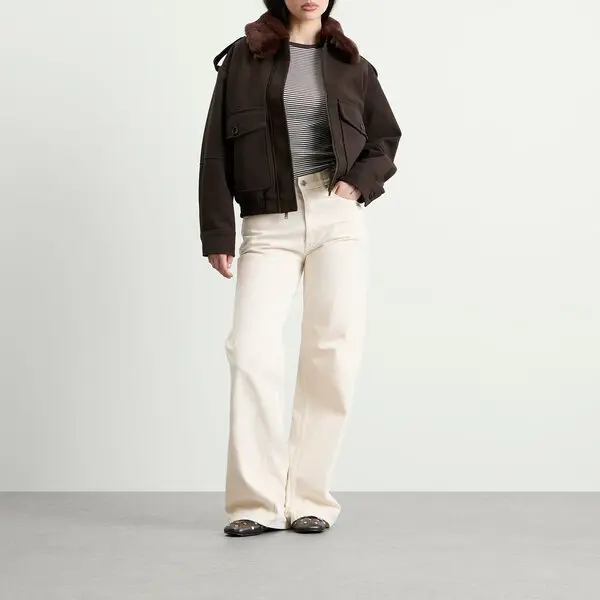 Good American Faux Leather Bomber Jacket