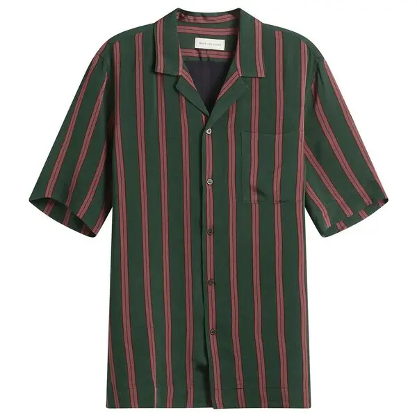 Dries Van Noten Fluid Striped Viscose Silk Shirt - Blue
