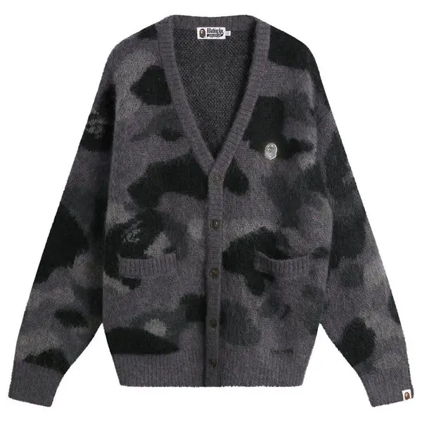 A BATHING APE Colour Camo Mohair Knit Cardigan