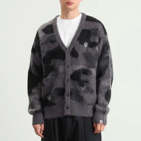 A BATHING APE Colour Camo Mohair Knit Cardigan