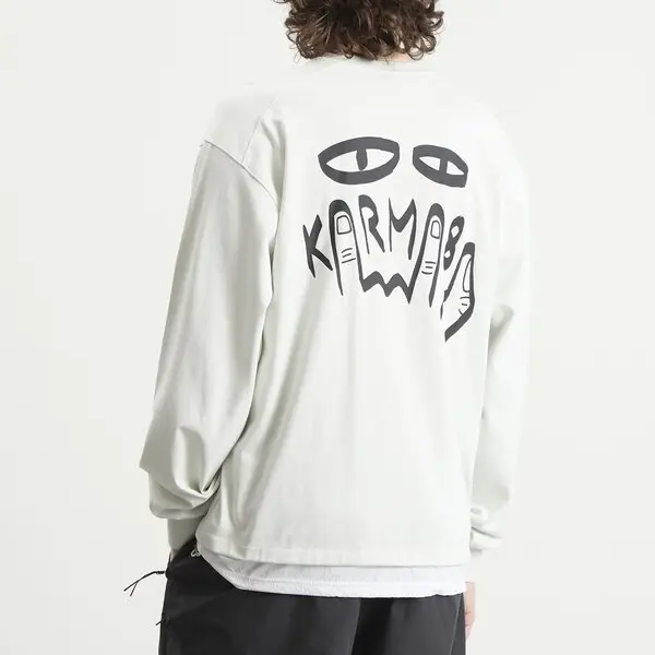 KARMA8A Layered Long Sleeve Woven Hem T-shirt