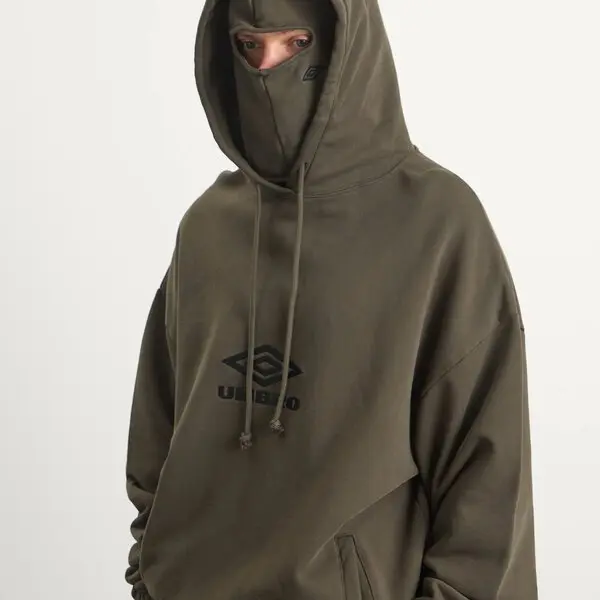 UMBRO BY SLAM JAM Og Logo Mask Hoodie - Dark Olive