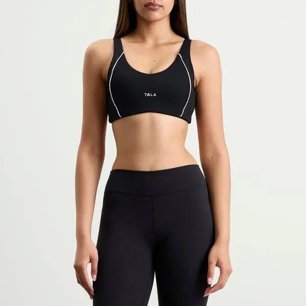 TALA Skinluxe Contrast Piping Sports Bra - Shadow Black