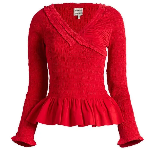 DAMSON MADDER Suri Shirred Cotton Blouse | 100% Cotton | End Clothing