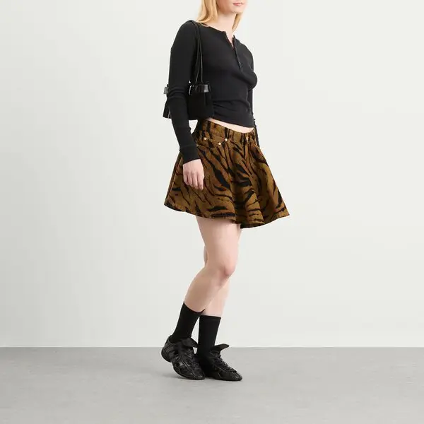 GANNI Printed Flock Denim Mini Skirt