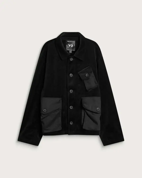 Y3 Velvet Corduroy Utility Blouson Jacket - Black