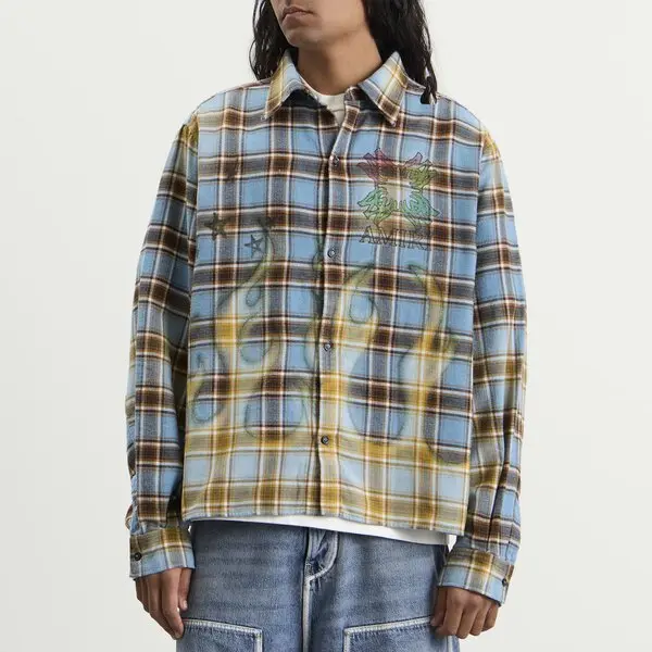 Amiri Ma Quad Flames Flannel Shirt