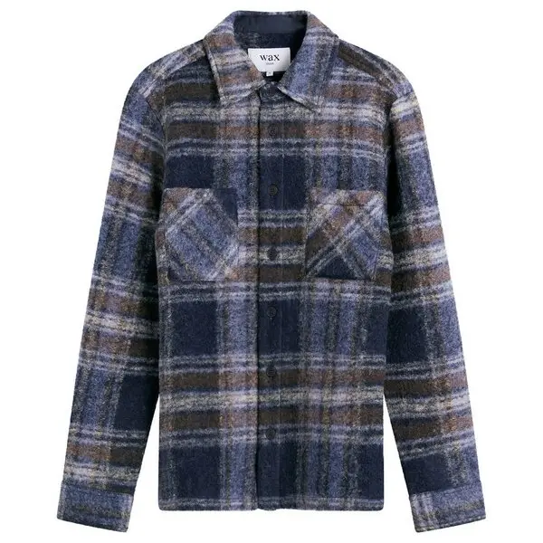 WAX LONDON Whiting Check Wool Blend Overshirt