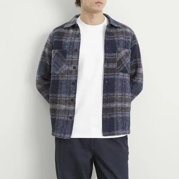 WAX LONDON Whiting Check Wool Blend Overshirt