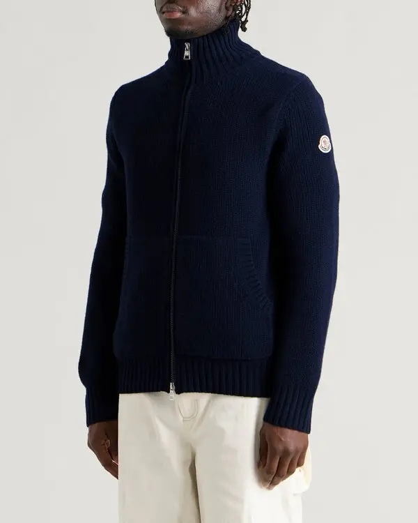 Moncler Zip Through Ribbed Jumper