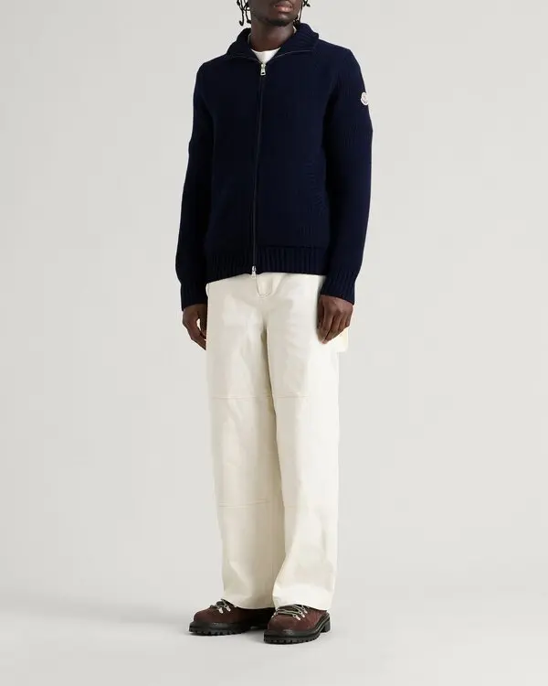 Moncler Zip Through Ribbed Jumper