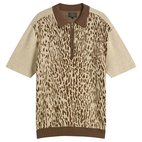 BEAMS Animal Jacquard Knit Polo