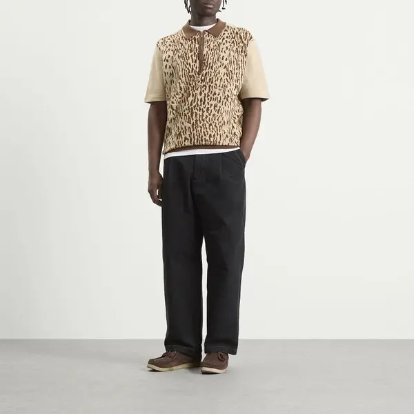 BEAMS Animal Jacquard Knit Polo