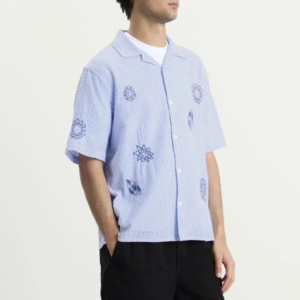 WAX LONDON Didcot Seersucker Doodle Vacation Shirt