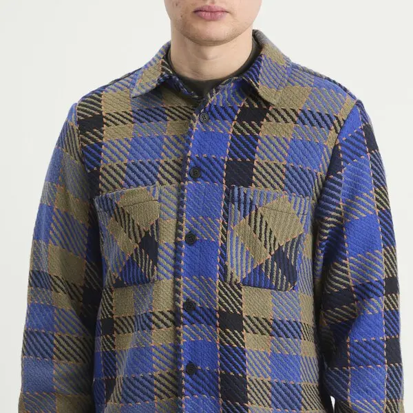 WAX LONDON Whiting Pike Check Overshirt - Blue/khaki