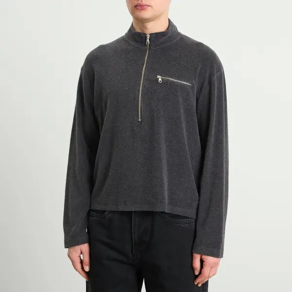 MKI MIYUKI ZOKU Towelling Quarter Zip Sweatshirt