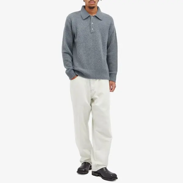 Norse Projects Rasmus Brushed Knit Polo - Mouse Grey