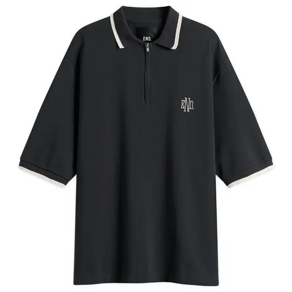 END. Piquet Polo - Cinder Black/off White