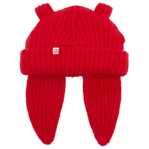 CHARLES JEFFREY Mohair Chunky Rabbit Beanie - Red