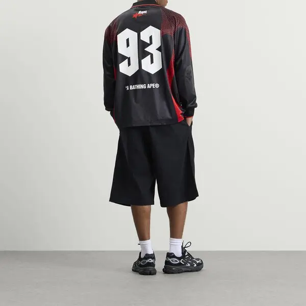 A BATHING APE Flame Monogram Long Sleeve Football Jersey