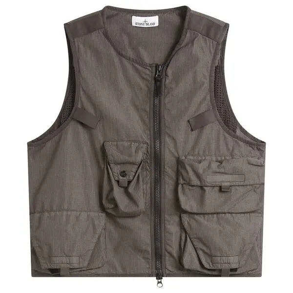 Stone Island Cotton Nylon Micro Ripstop Utility Vest Jacket