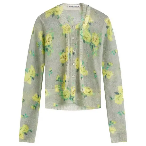 Acne Studios Kahoo Printed Overwashed Mohair Cardigan
