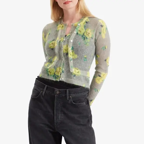 Acne Studios Kahoo Printed Overwashed Mohair Cardigan