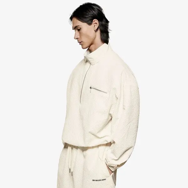 MKI MIYUKI ZOKU Seersucker Quarter Zip Sweatshirt