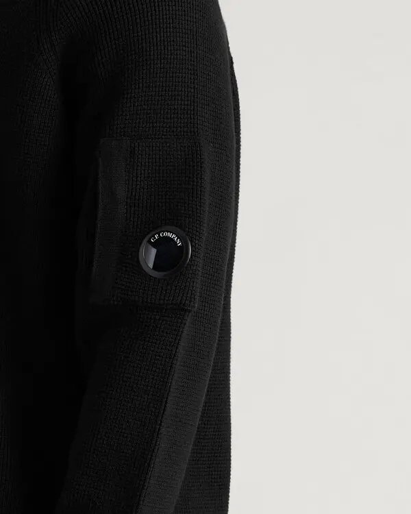 C.P. COMPANY Waffle Knit Lens Zip Cardigan