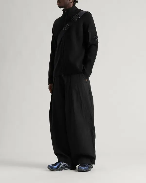 C.P. COMPANY Waffle Knit Lens Zip Cardigan