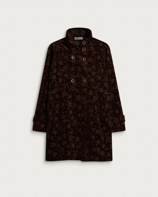PAOLINA RUSSO Double Breasted Peacoat Jacket - Brown