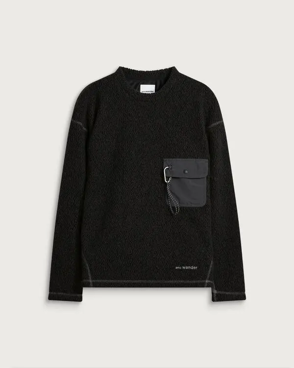AND WANDER Re Wool Jq Crew Sweatshirt - Black
