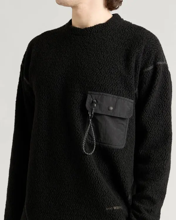 AND WANDER Re Wool Jq Crew Sweatshirt - Black