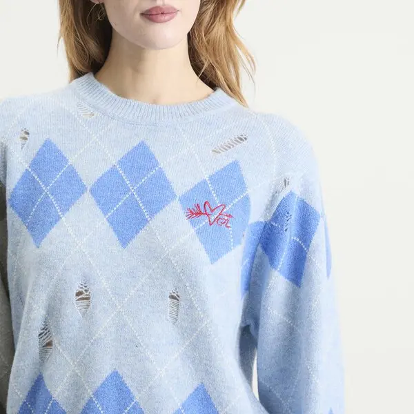 CHARLES JEFFREY Distressed Argyle Jumper