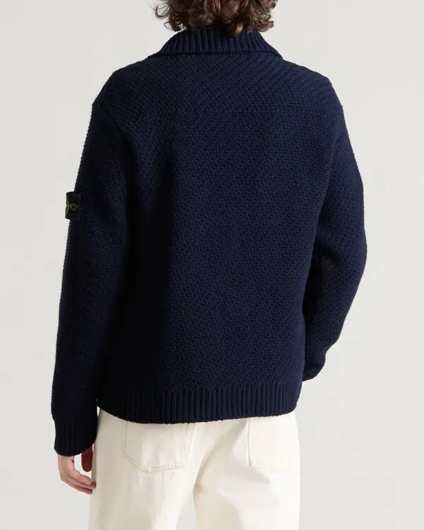 Stone Island Basket Stitch Lambswool Cardigan