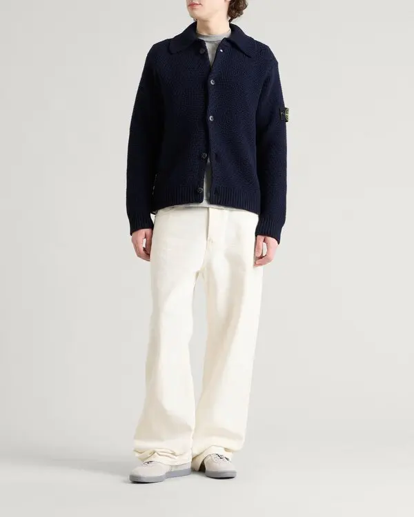 Stone Island Basket Stitch Lambswool Cardigan