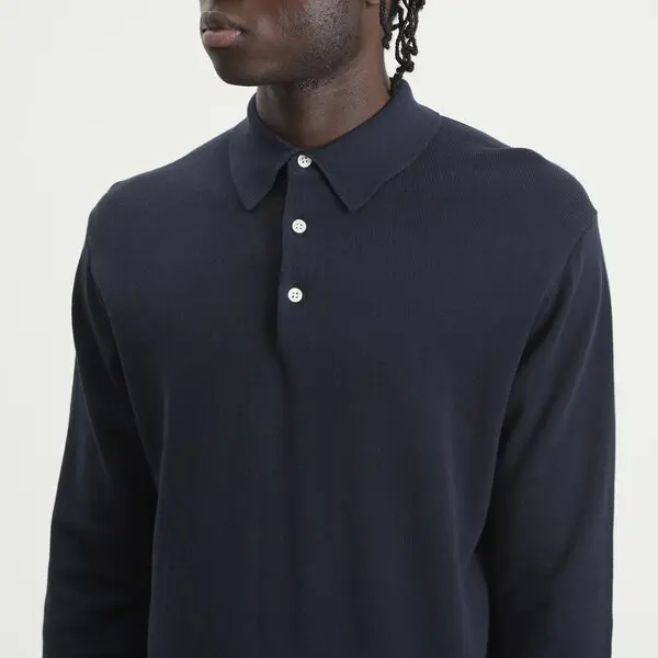 BEAMS 12g Knit Long Sleeve Polo