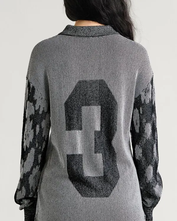 PAOLINA RUSSO Illusion Knit Long Sleeve Polo