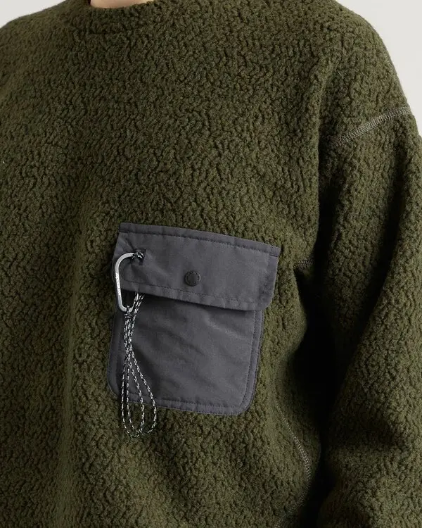 AND WANDER Re Wool Jq Crew Sweatshirt - Khaki