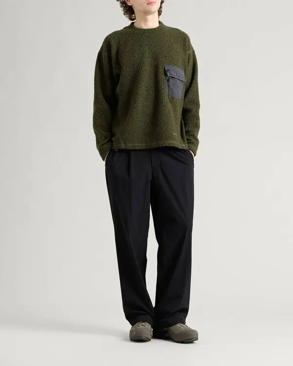 AND WANDER Re Wool Jq Crew Sweatshirt - Khaki