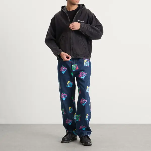 ICECREAM Running Dog Tile Loose Straight Jeans