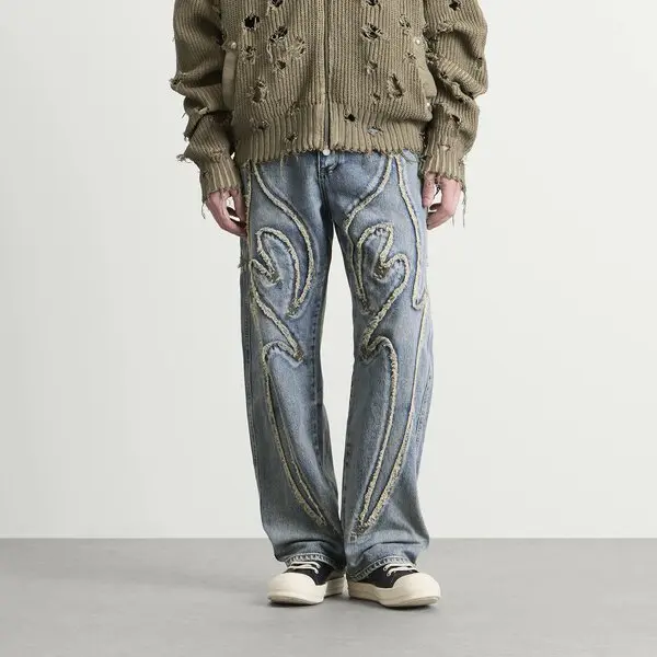 THUG CLUB Tribal Denim Jeans - Blue