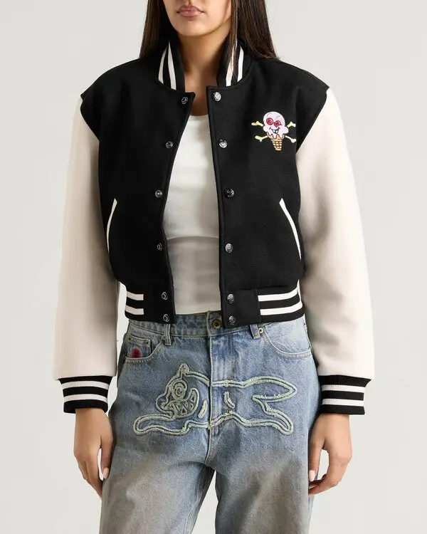 ICECREAM Cropped Varsity Jacket