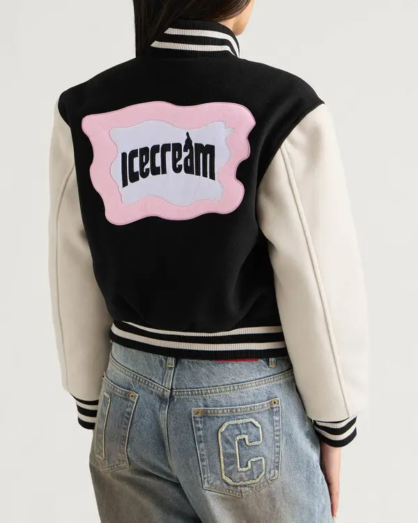 ICECREAM Cropped Varsity Jacket