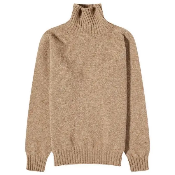JAMIESON'S OF SHETLAND Roll Neck Knit Sweatshirt - Camel