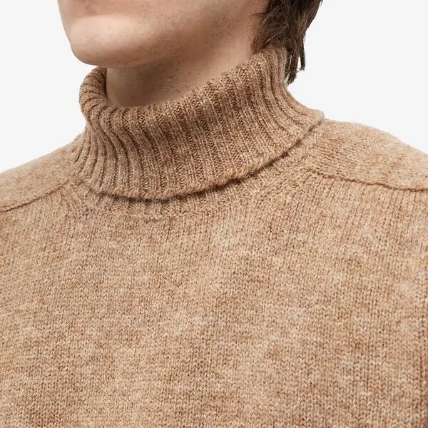 JAMIESON'S OF SHETLAND Roll Neck Knit Sweatshirt - Camel