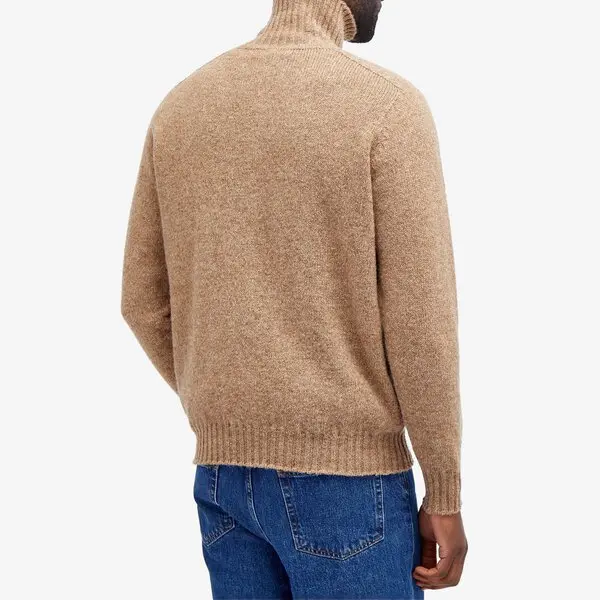 JAMIESON'S OF SHETLAND Roll Neck Knit Sweatshirt - Camel