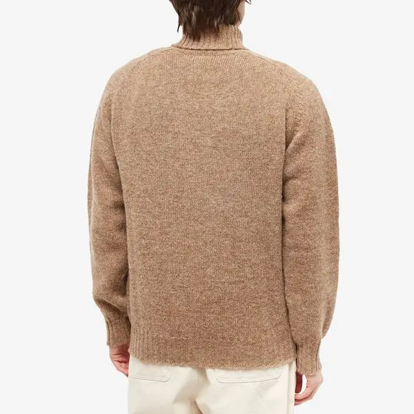 JAMIESON'S OF SHETLAND Roll Neck Knit Sweatshirt - Camel