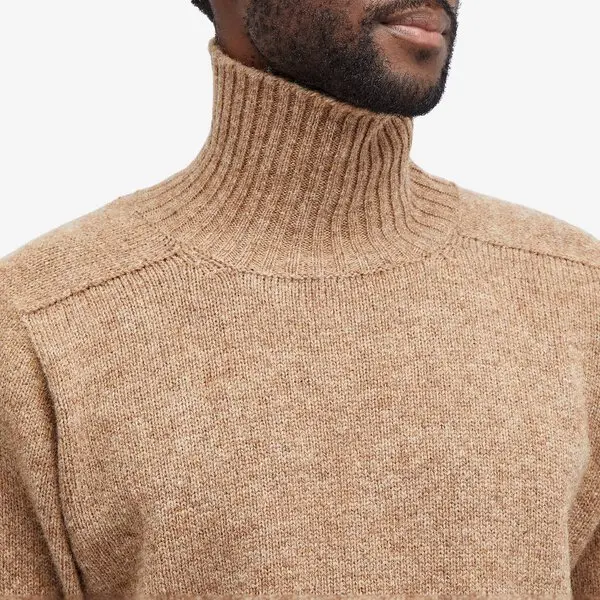 JAMIESON'S OF SHETLAND Roll Neck Knit Sweatshirt - Camel